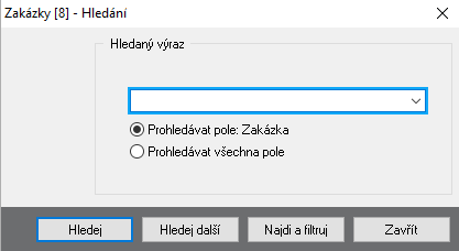 Okno hledání | Manufactory HELP